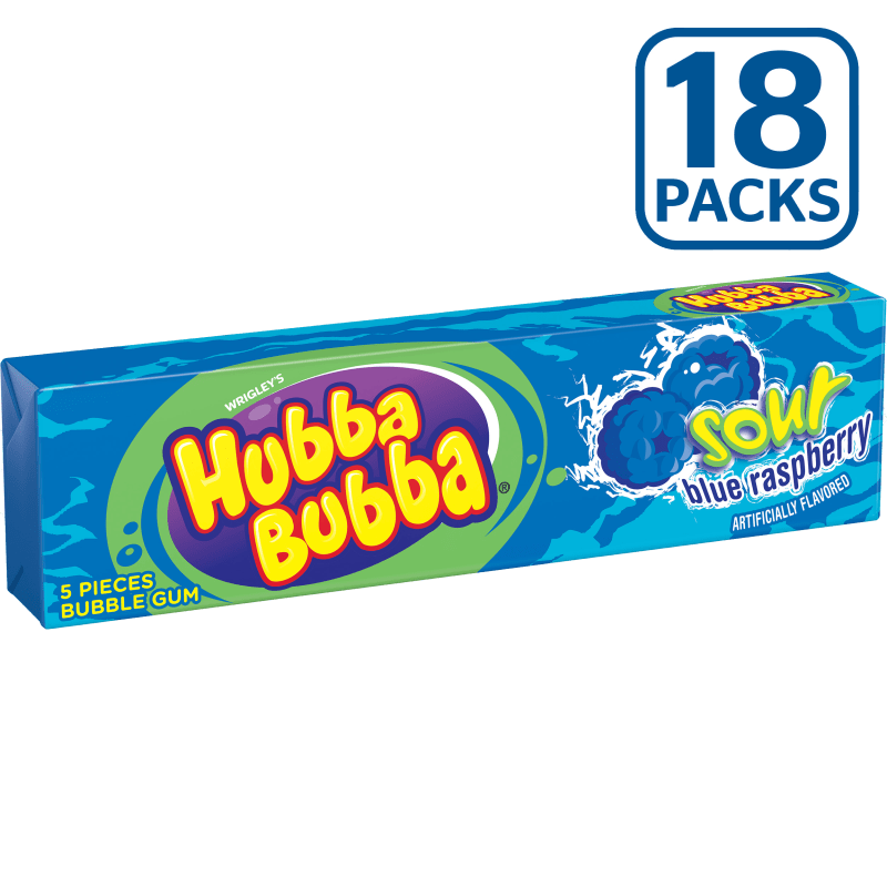 HUBBA BUBBA Sour Blue Raspberry Bubble Gum, 5 Piece (18 Packs) | HUBBA ...