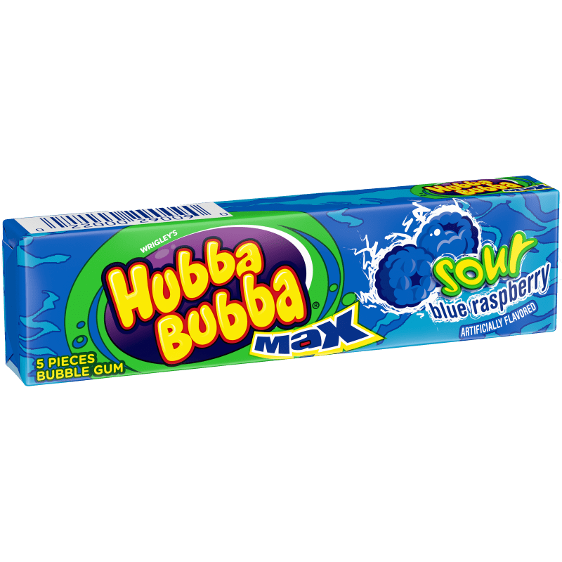 HUBBA BUBBA Max Sour Blue Raspberry Bubble Gum, 5 Piece Pack | HUBBA BUBBA