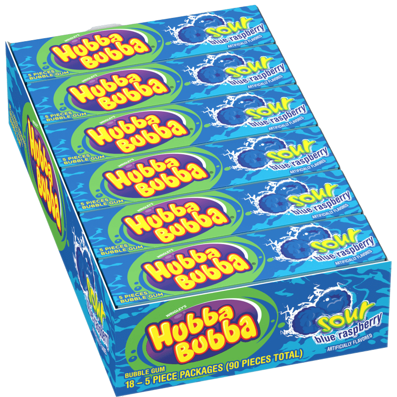 HUBBA BUBBA Max Sour Blue Raspberry Bubble Gum, 5 Piece Pack | HUBBA BUBBA
